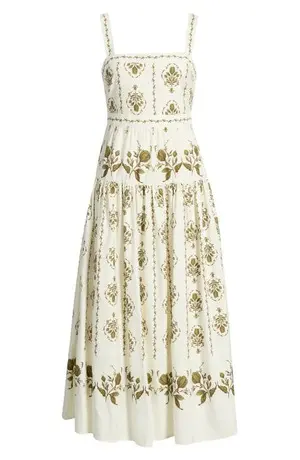 Moon River Print Sleeveless Midi Dress
