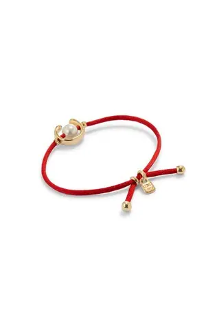 UNODE50 18k -plated Red Thread Bracelet With Shell Pearl - Gold