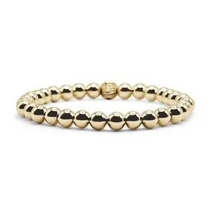 BOWOOD LANE 6mm Filled Beaded Stretch Bracelet - Gold