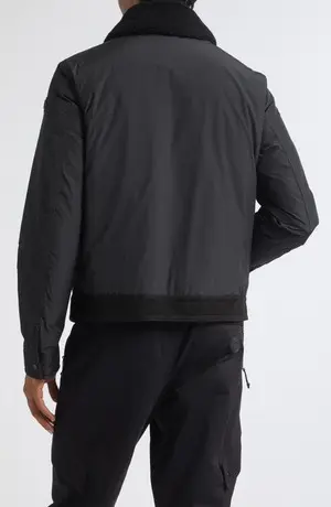 Moncler Zerique Mixed Media Down Jacket With Suede And Fleece