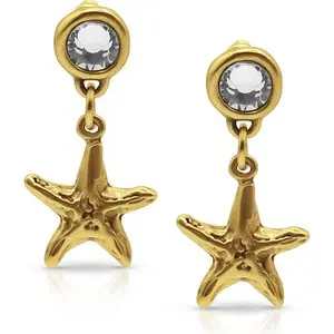 BOWOOD LANE Plated Starfish Charm Drop Earrings With Cubic Zirconia - Gold