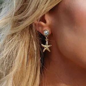 BOWOOD LANE Plated Starfish Charm Drop Earrings With Cubic Zirconia