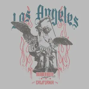 LOST GODS Angel And Flames Short Sleeve Graphic T-shirt