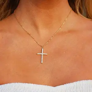 BOWOOD LANE Trinity Cross Necklace With Cubic Zirconia Pendant