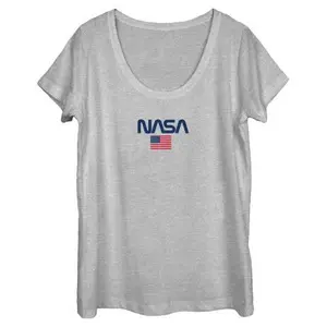 NASA Americana Logo Flag Graphic T-shirt - Athletic Heather