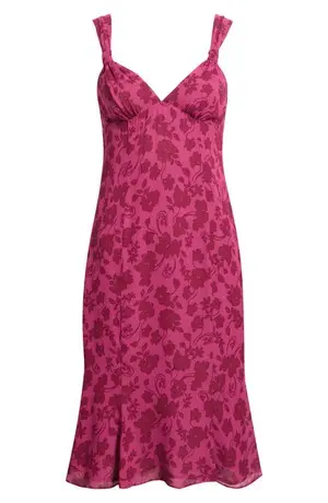 REFORMATION Macie Georgette Floral Print V-neck Midi Dress