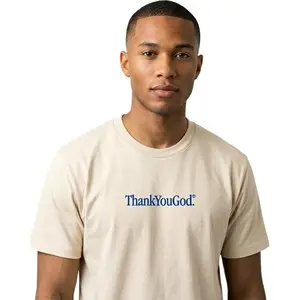 AMIR JAMES CLOTHIERS Thankyougod" Graphic T-shirt - Bone