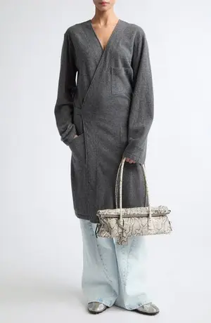 MAISON MARGIELA Virgin Wool Wrap Cardigan - Medium Grey