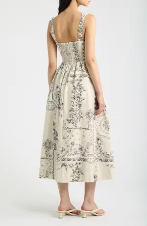 Moon River Floral Print Sleeveless Maxi Dress - Cream Multi