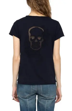 Zadig&Voltaire Slub Cotton Henley T-shirt With Fishnet Detail