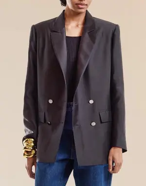 Cynthia Rowley Silk Wool Double-breasted Blazer