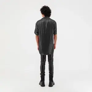 UCHÈ Satin Button Up Short Sleeve Shirt