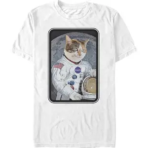 NASA Catstronaut Moon Portrait T Shirt - White