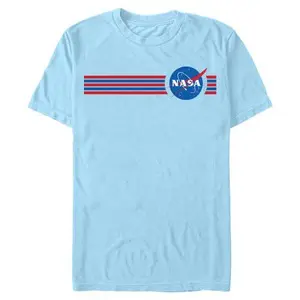 NASA Logo Stripes Graphic T-shirt - Light Blue