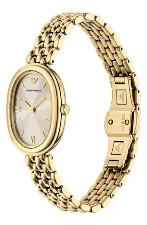 Emporio Armani Stainless Steel Goldtone Plate Oval Case Watch