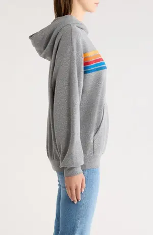 Aviator Nation 5 Stripe Hoodie - Heather Grey