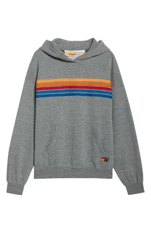 Aviator Nation 5 Stripe Hoodie - Heather Grey