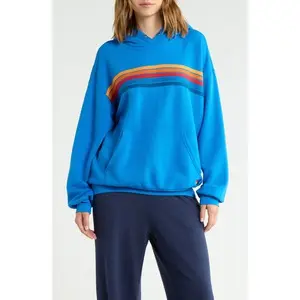 Aviator Nation 5 Stripe Hoodie - Ocean