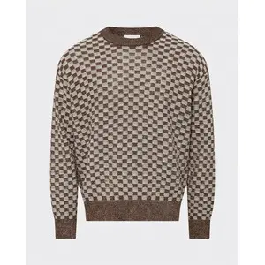 LE PERE Knit Basketweave Sweater - Brown