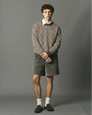 LE PERE Knit Basketweave Sweater - Brown