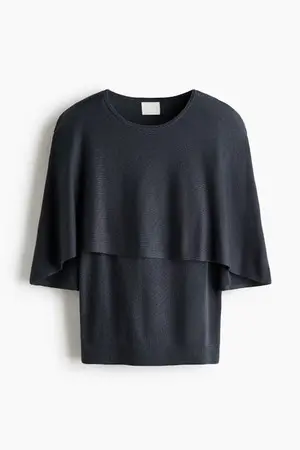 H&m Fine-knit Cape Top - Dark Gray