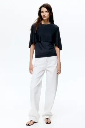 H&m Fine-knit Cape Top - Dark Gray