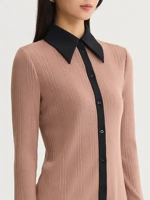 Misook Lightweight Mixed Media Soft Knit Shirt