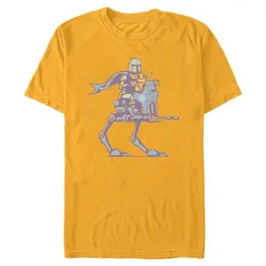 STAR WARS: THE MANDALORIAN AND GROGU Robot Mando And The Child Short Sleeve Graphic T-shirt - Gold