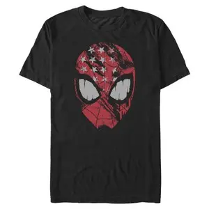 MARVEL: SPIDER-MAN Marvel Spider-man American Spidey Mask Graphic T-shirt - Black