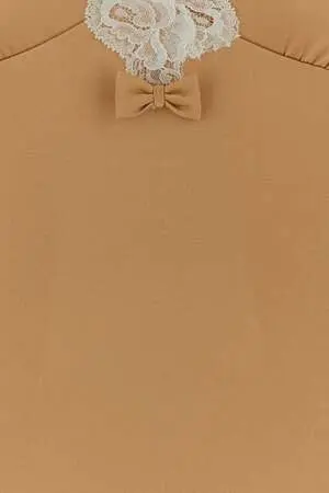 Chloé Stretch Nylon Bodysuit With Lace And Bow Detail