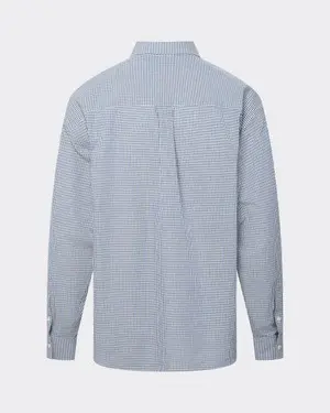 LE PERE Poplin Button Down Shirt - Blue Gingham
