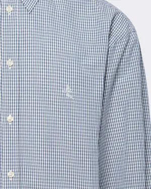LE PERE Poplin Button Down Shirt - Blue Gingham