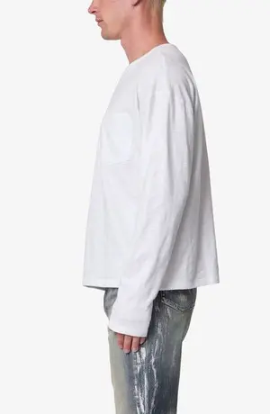 Mnml Slouchy Pocket Long Sleeve T-shirt - White