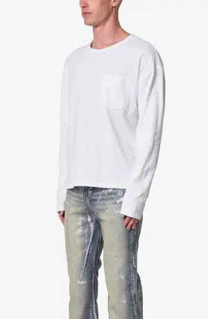Mnml Slouchy Pocket Long Sleeve T-shirt - White