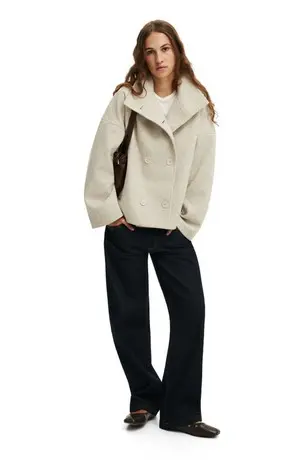COTTON ON Cottonon Double Breasted Funnel Neck Coat