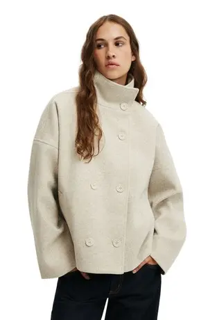 COTTON ON Cottonon Double Breasted Funnel Neck Coat