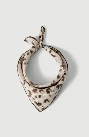 Brunello Cucinelli Lynx Print Silk Foulard - Beige