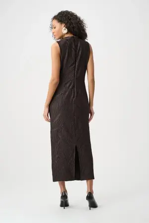 Joseph Ribkoff Pleated Satin Sleeveless Midi Dress