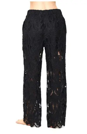 GOTTEX Guipure Lace Beach Pant Cover-up - Black