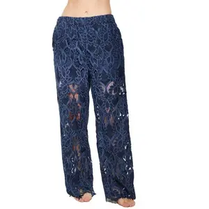 GOTTEX Guipure Lace Beach Pant Cover-up Navy