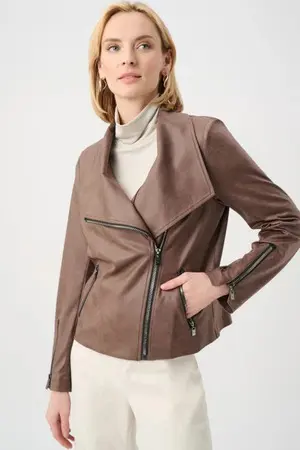 Joseph Ribkoff Foiled Knit Fitted Jacket - Mink