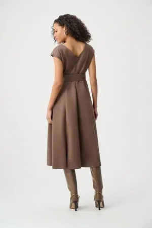 Joseph Ribkoff Scuba Suede Fit-and-flare Dress With Waist Sash