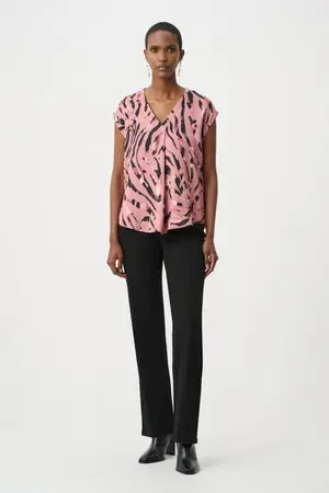 Joseph Ribkoff Textured Satin Animal Print Boxy Top
