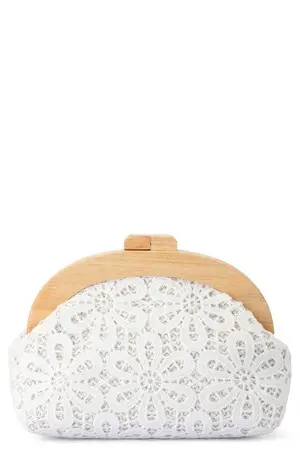 OLGA BERG Bonnie Lace Clutch - White