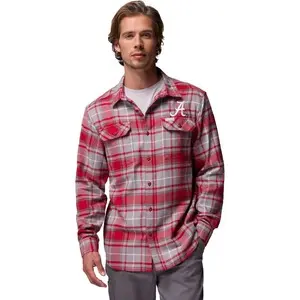 Columbia Alabama Tide Flare Gun Omni-wick Flannel Long Sleeve Button-up Shirt - Crimson