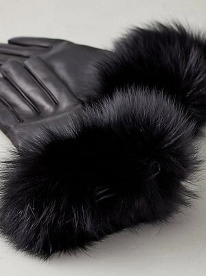 Overland Cashmere-lined Leather Gloves With Fox Fur Trim