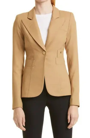 Smythe Classic Duchess Wool Blazer - Camel