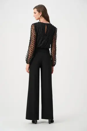 Joseph Ribkoff Silky Knit And Sheer Novelty Wide Leg Jumpsuit
