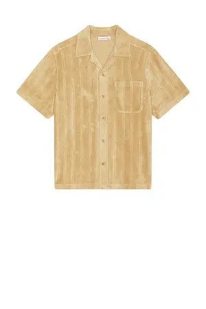 J. Lindeberg Ted Stripe Terry Shirt In Brown