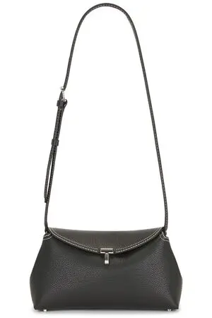 TOTEME T-lock Grained Leather Clutch - Black